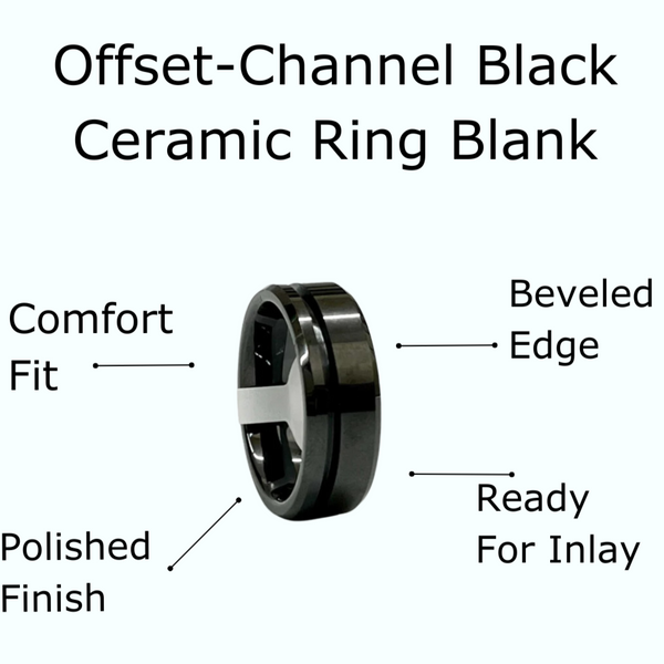 Black Ceramic Ring Blank Offset Channel – Patrick Adair Supplies